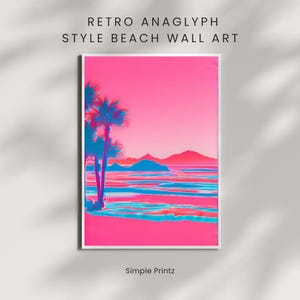 Minimal Retro Style Anaglyph Beach Wall Art - Etsy