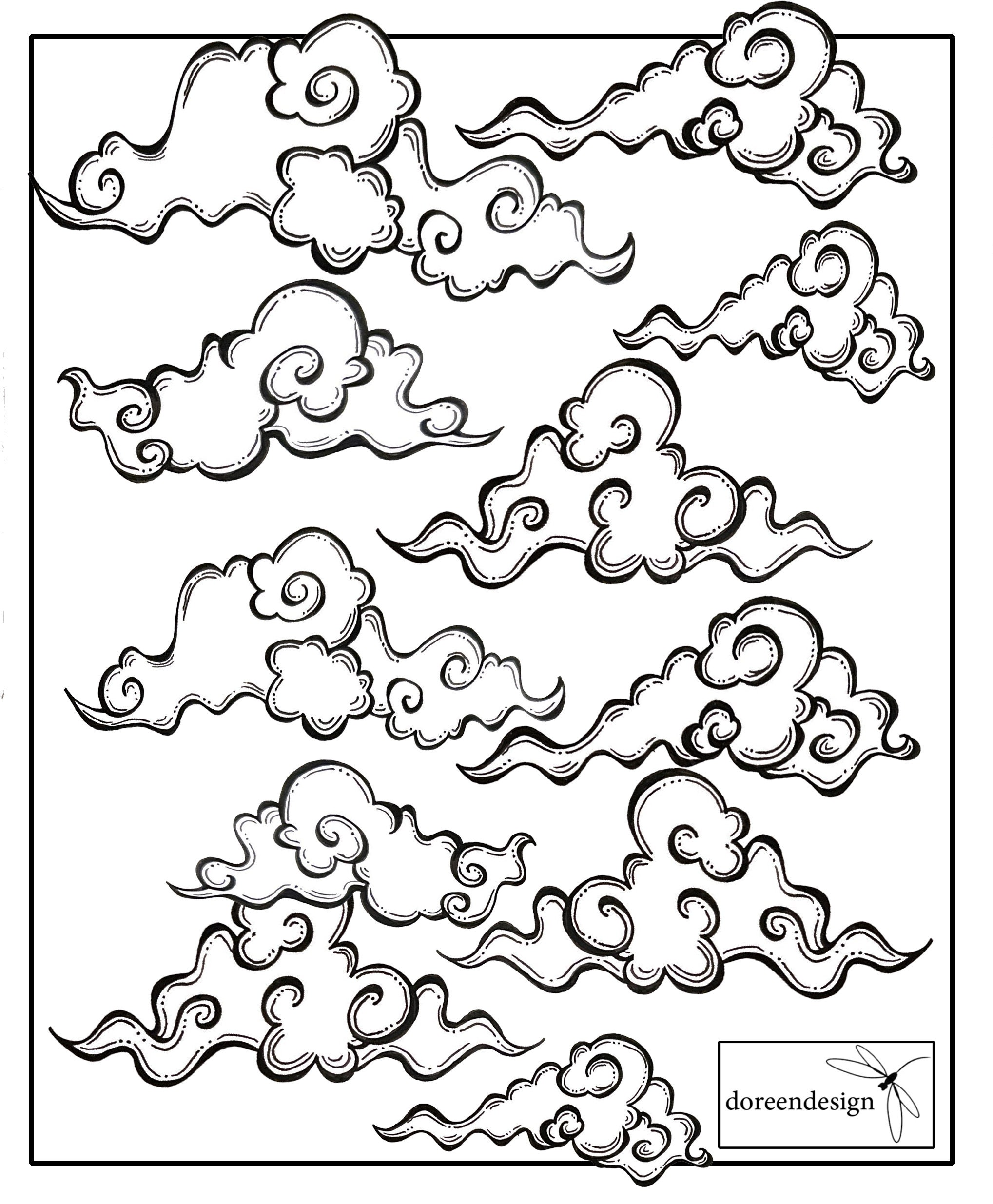 Zen Clouds - Designs for Coloring – Hand Drawn Art! Download and Start ...