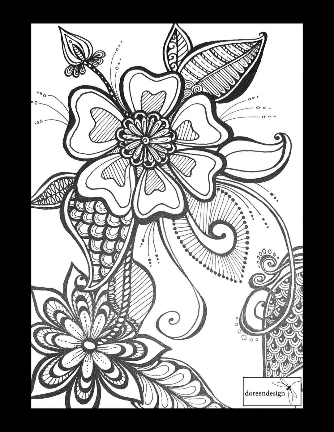 Zen Flowers - Designs for Coloring – Hand Drawn Art! Download and Start ...