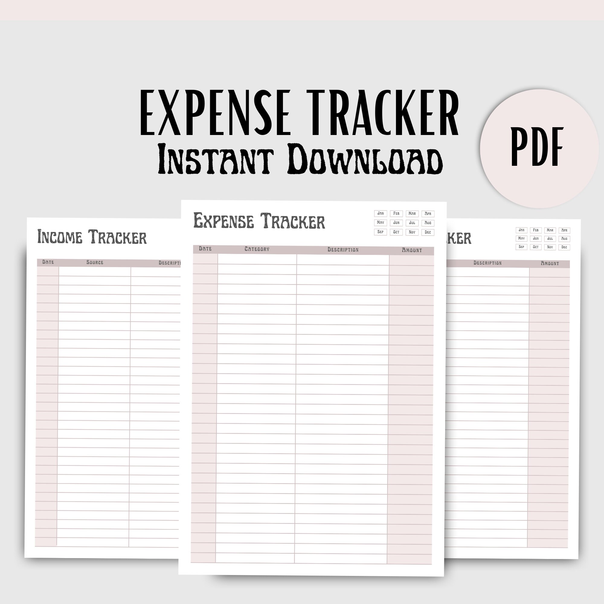 Income & Expense Tracker Printable | Business Financial Planner | Bill ...