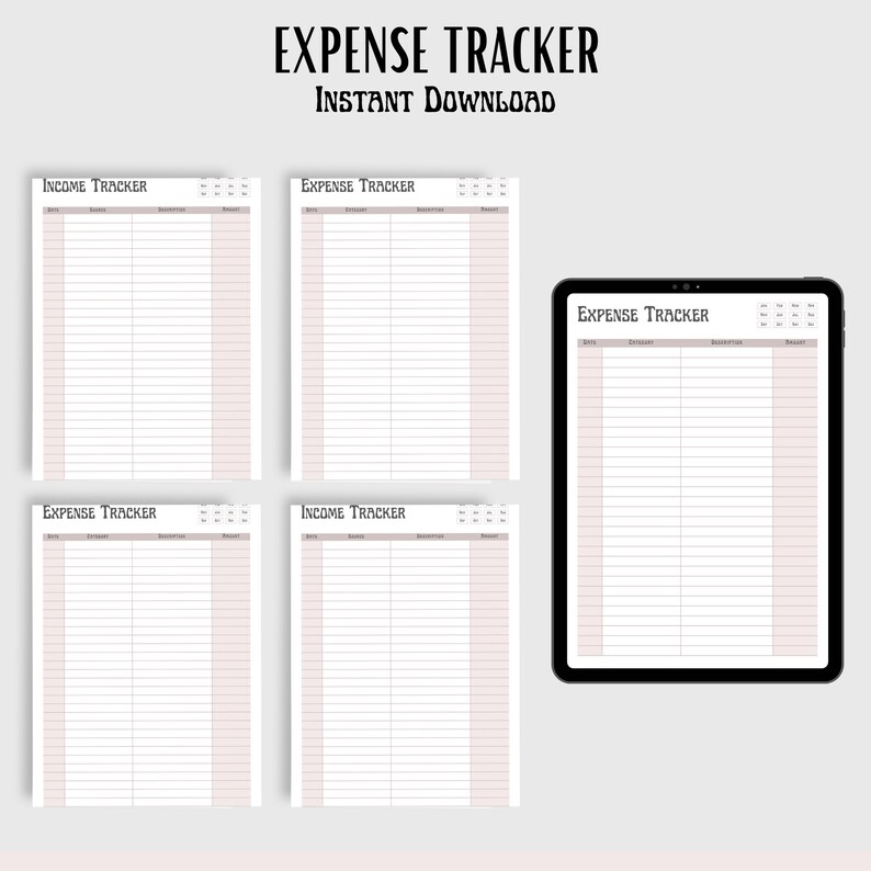 Income & Expense Tracker Printable | Business Financial Planner | Bill ...