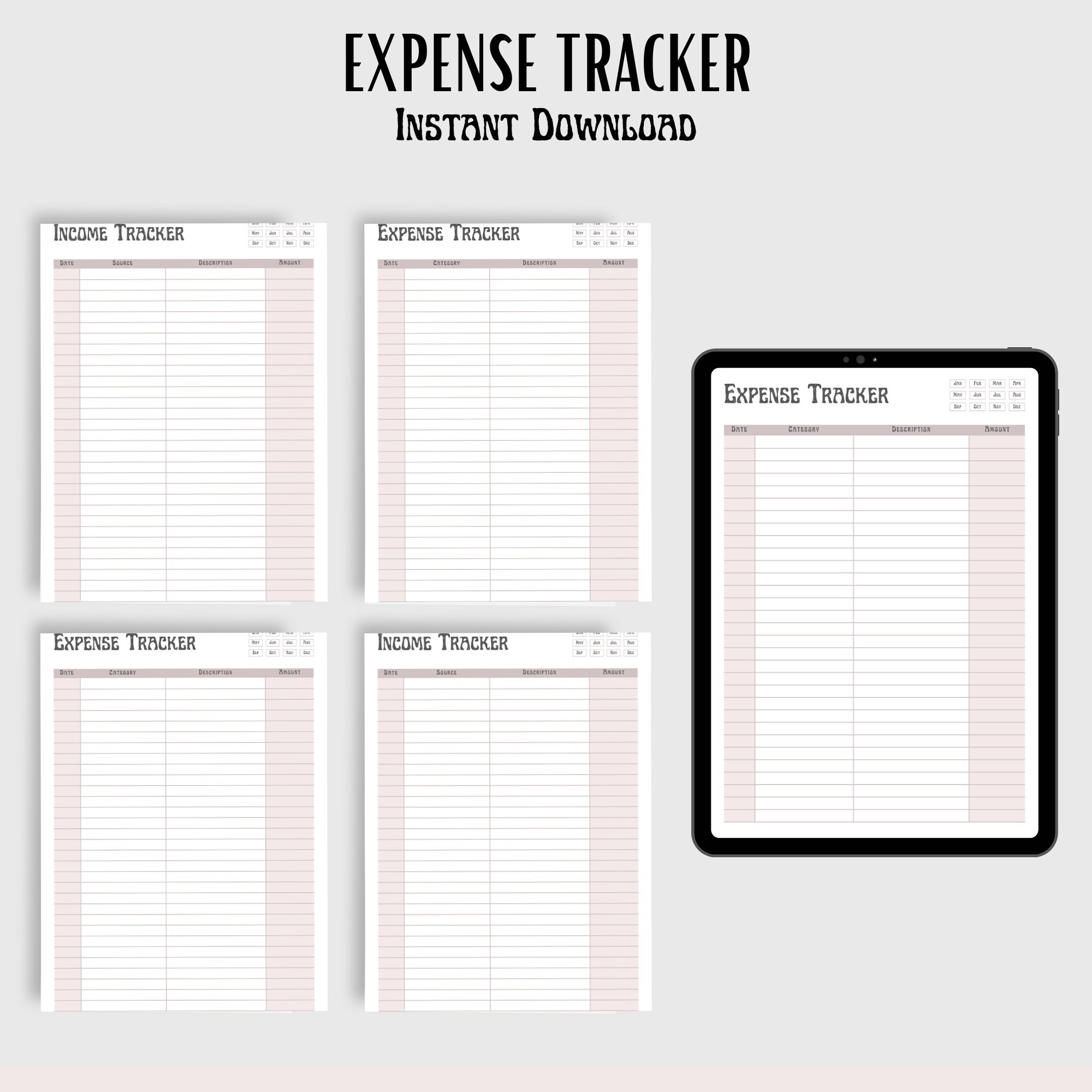 Income & Expense Tracker Printable | Business Financial Planner | Bill ...