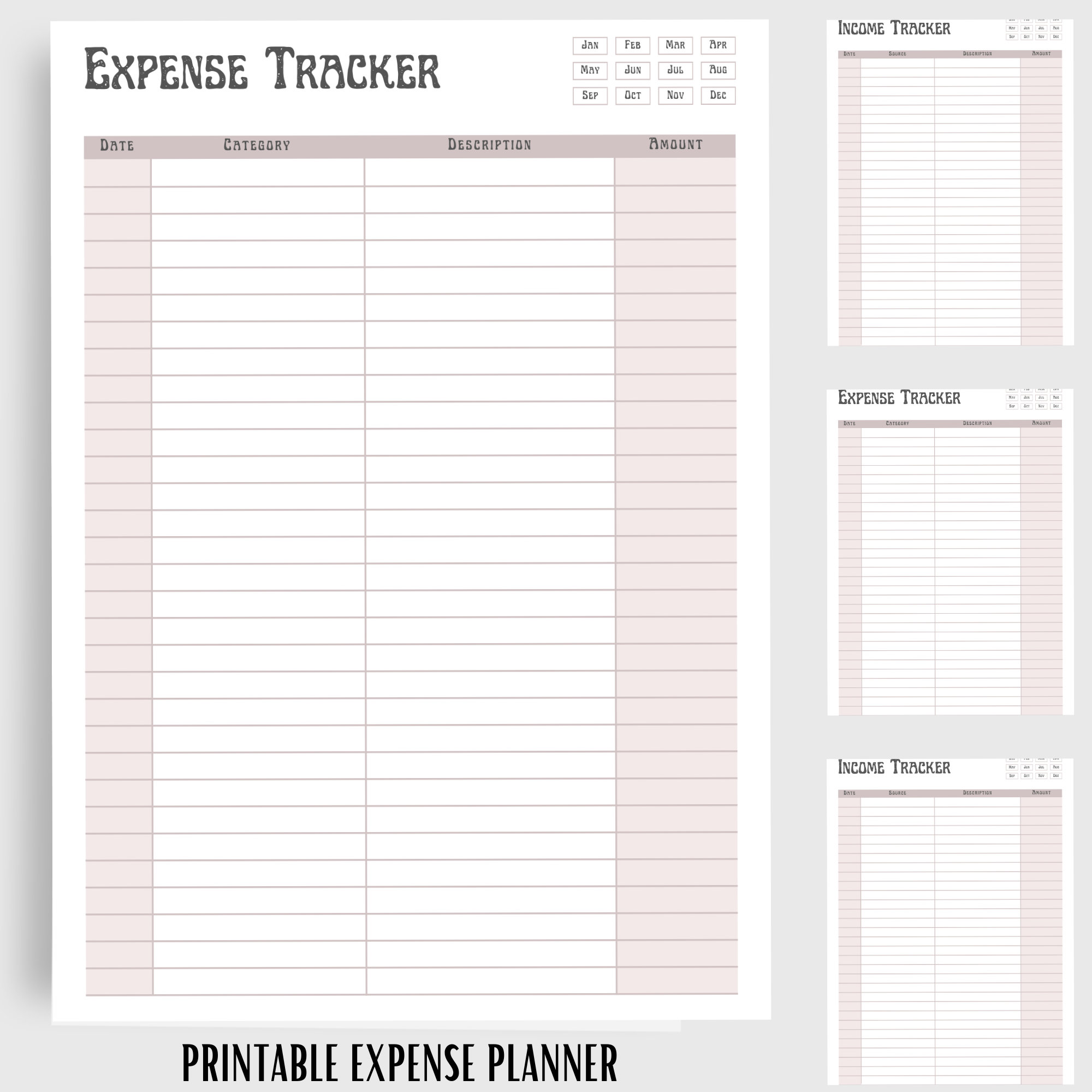 Income & Expense Tracker Printable | Business Financial Planner | Bill ...