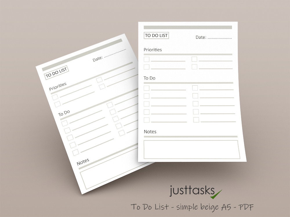 Lista de tareas pendientes imprimible A5 Lista de verificación del ...