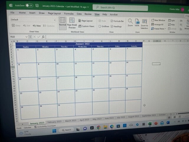 2023 Excel Calendar Monthly Worksheets - Etsy