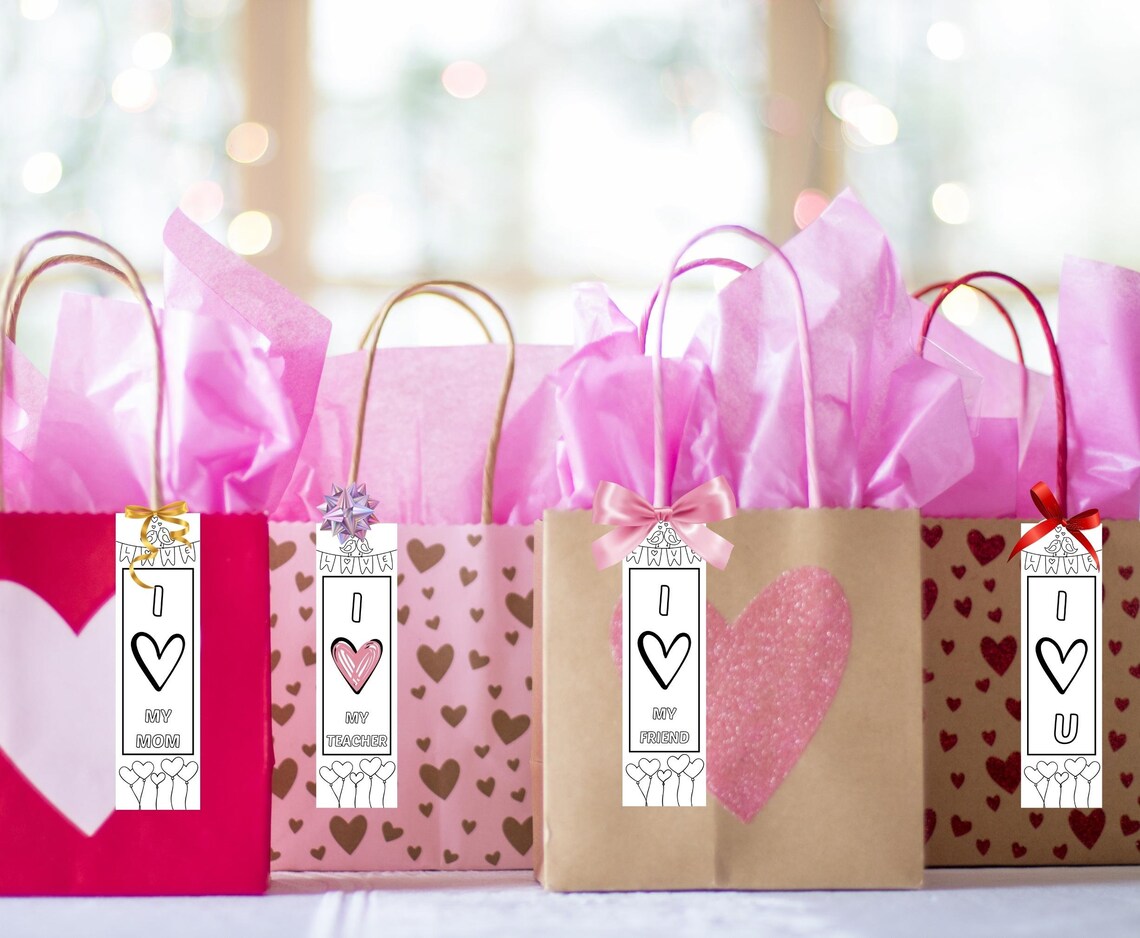 Printable Coloring Bookmarks I Love You Set, Valentine's Day Bookmarks ...
