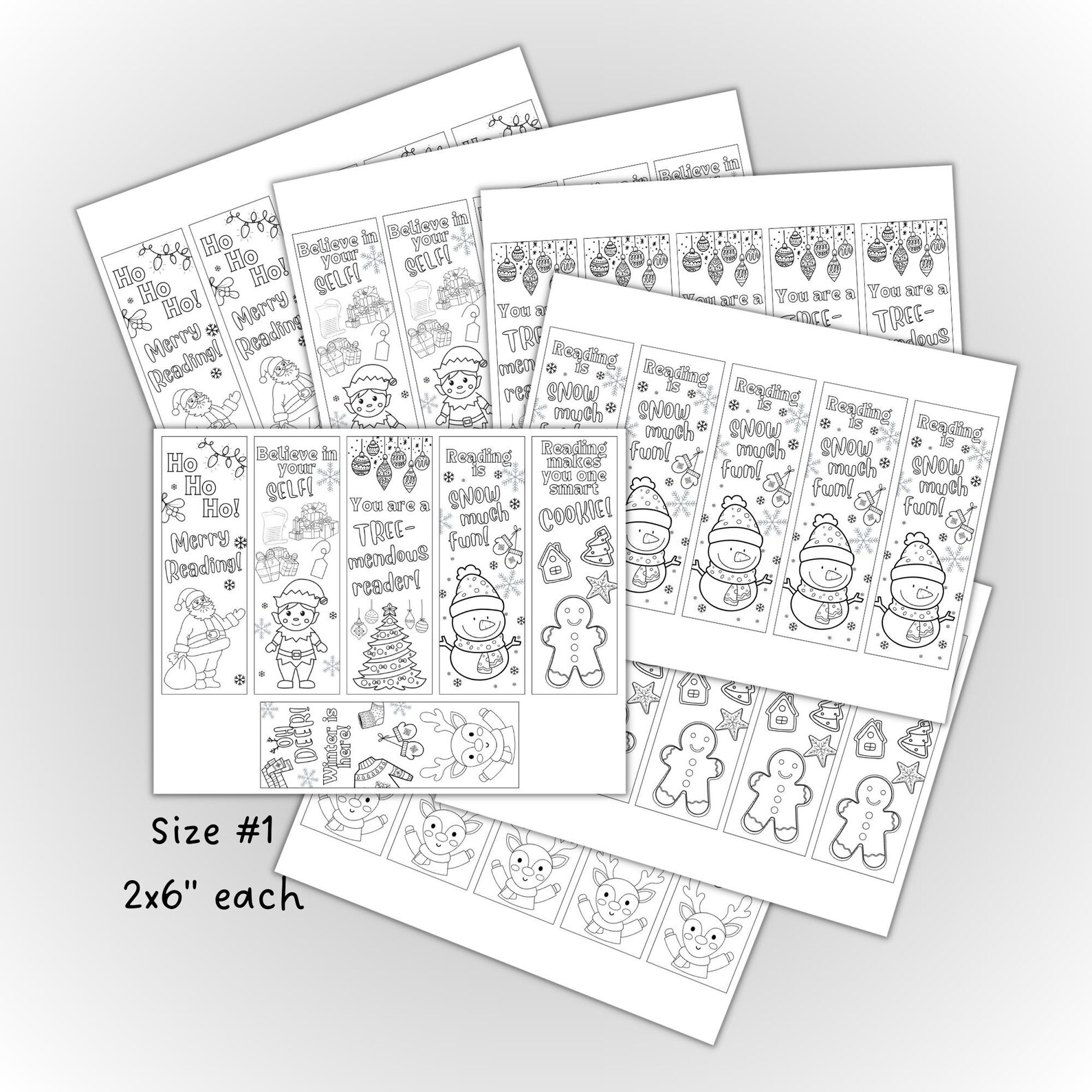 Printable Set of Christmas Bookmarks, Coloring Classroom Activity for ...