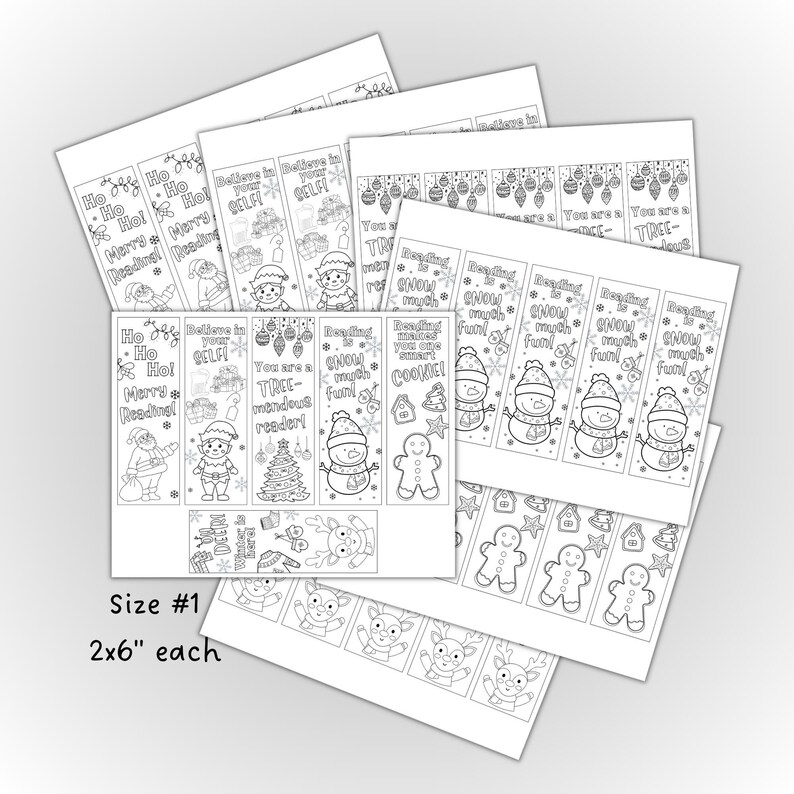 Printable Set of Christmas Bookmarks, Coloring Classroom Activity for ...