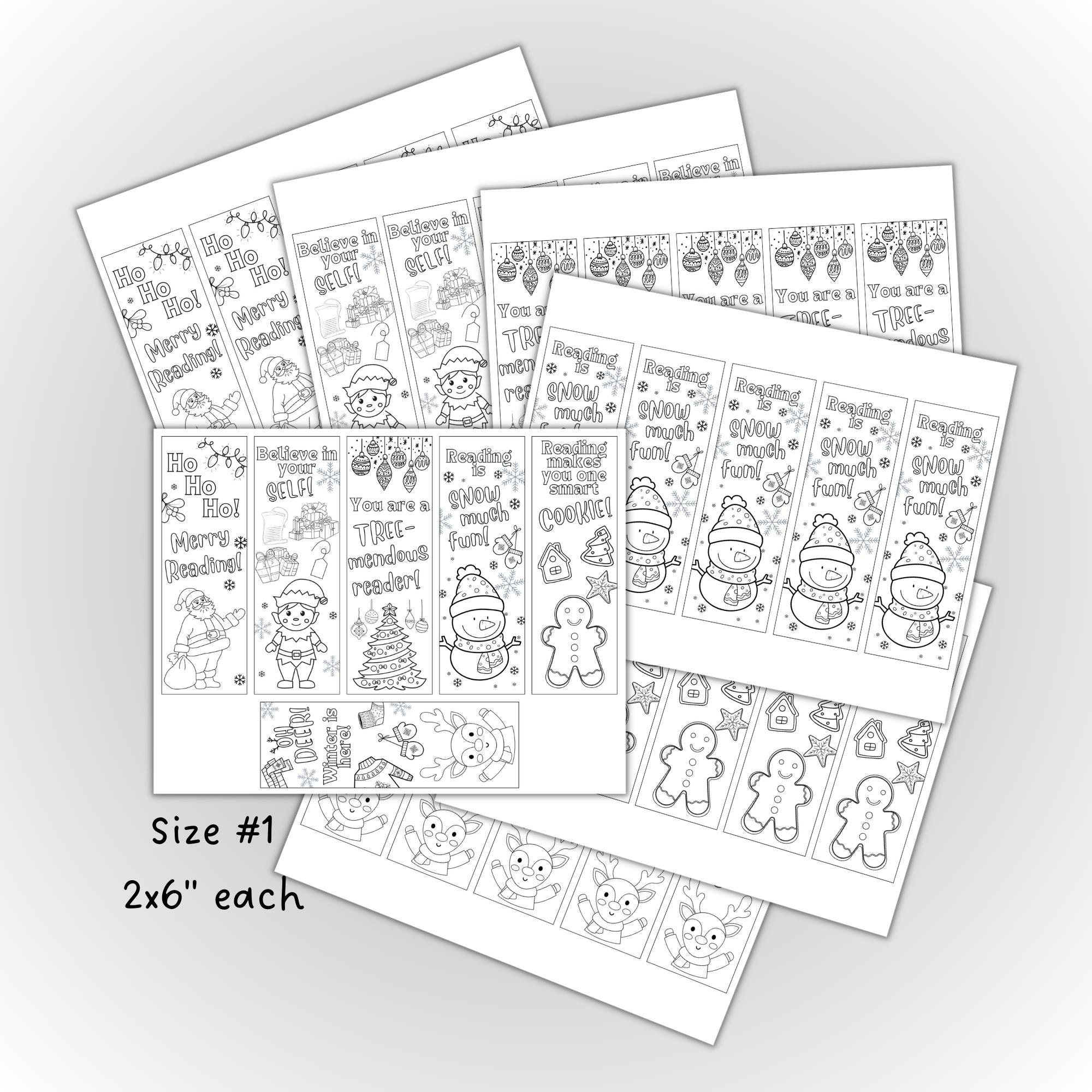 Printable Set of Christmas Bookmarks, Coloring Classroom Activity for ...