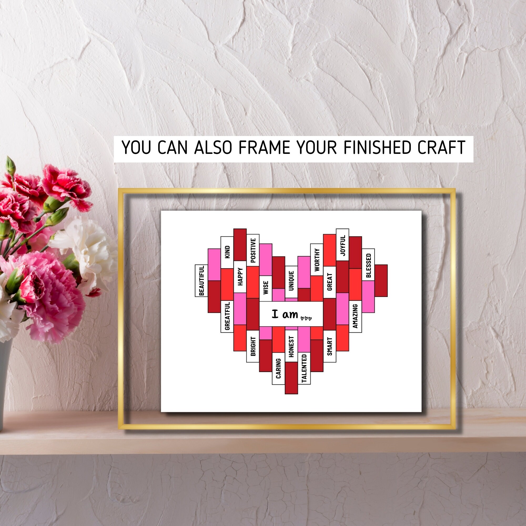 Heart-shaped Positive Affirmation Craft Activity for Kids, 'I Am ...