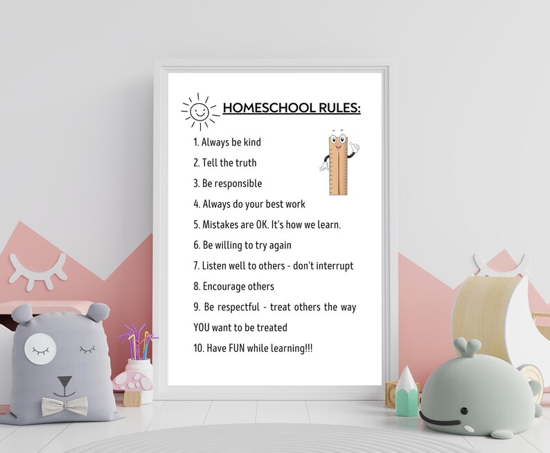 Homeschool Rules Printable, Homeschool Room Decor, Homeschool Wall Art ...