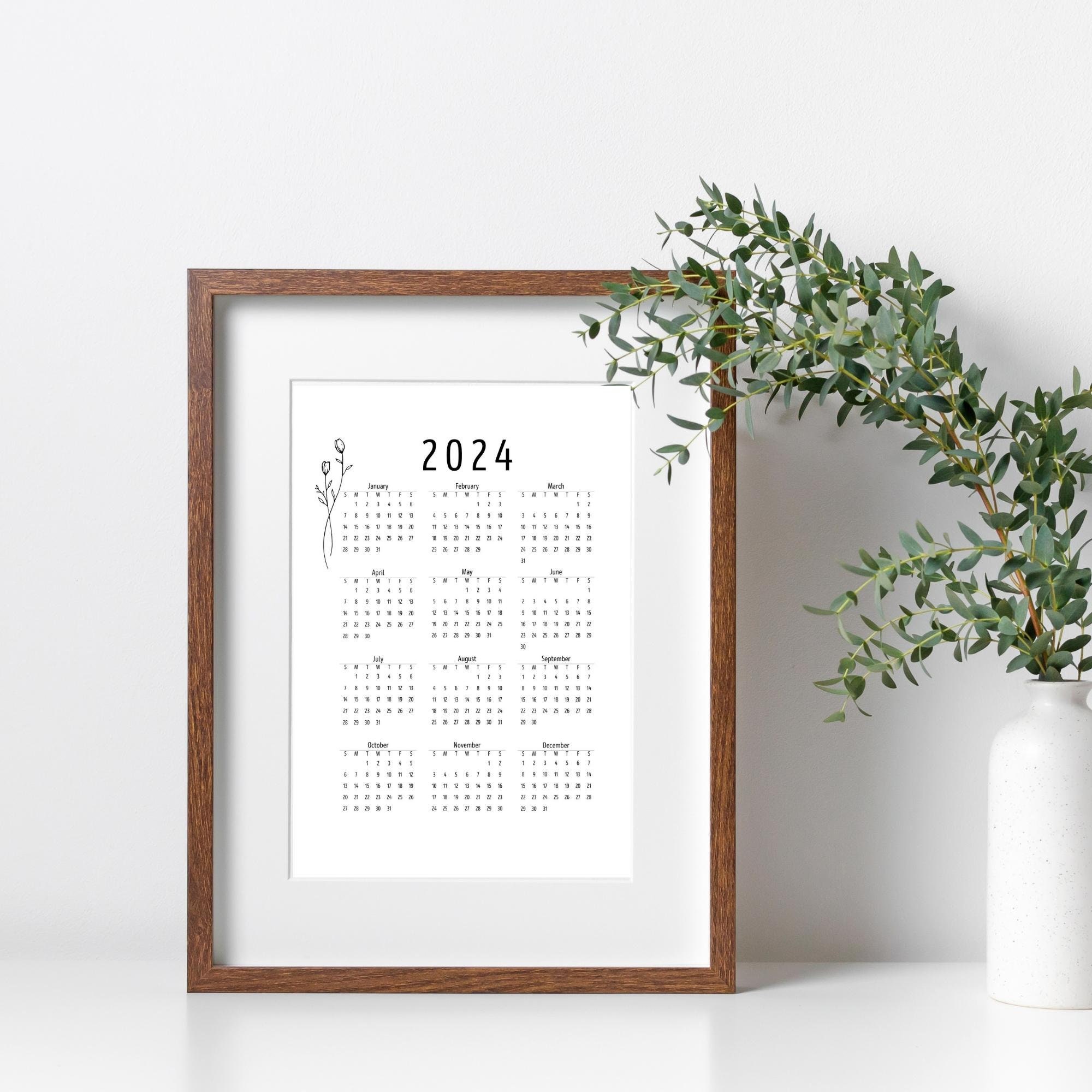 2023 & 2024 Yearly Calendar Printable, Elegant Floral Minimalist ...