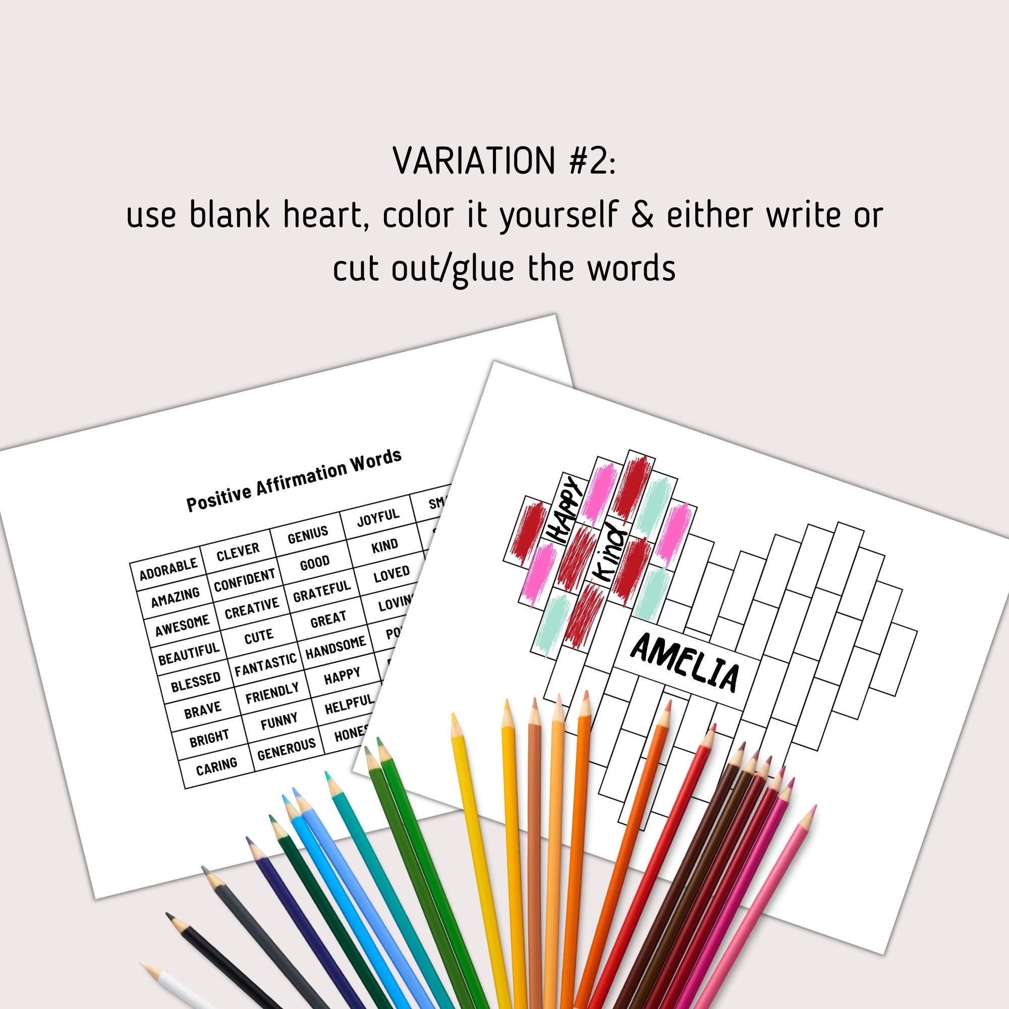 Positive Affirmation Heart Craft Activity for Kids, 'you Are' Worksheet ...