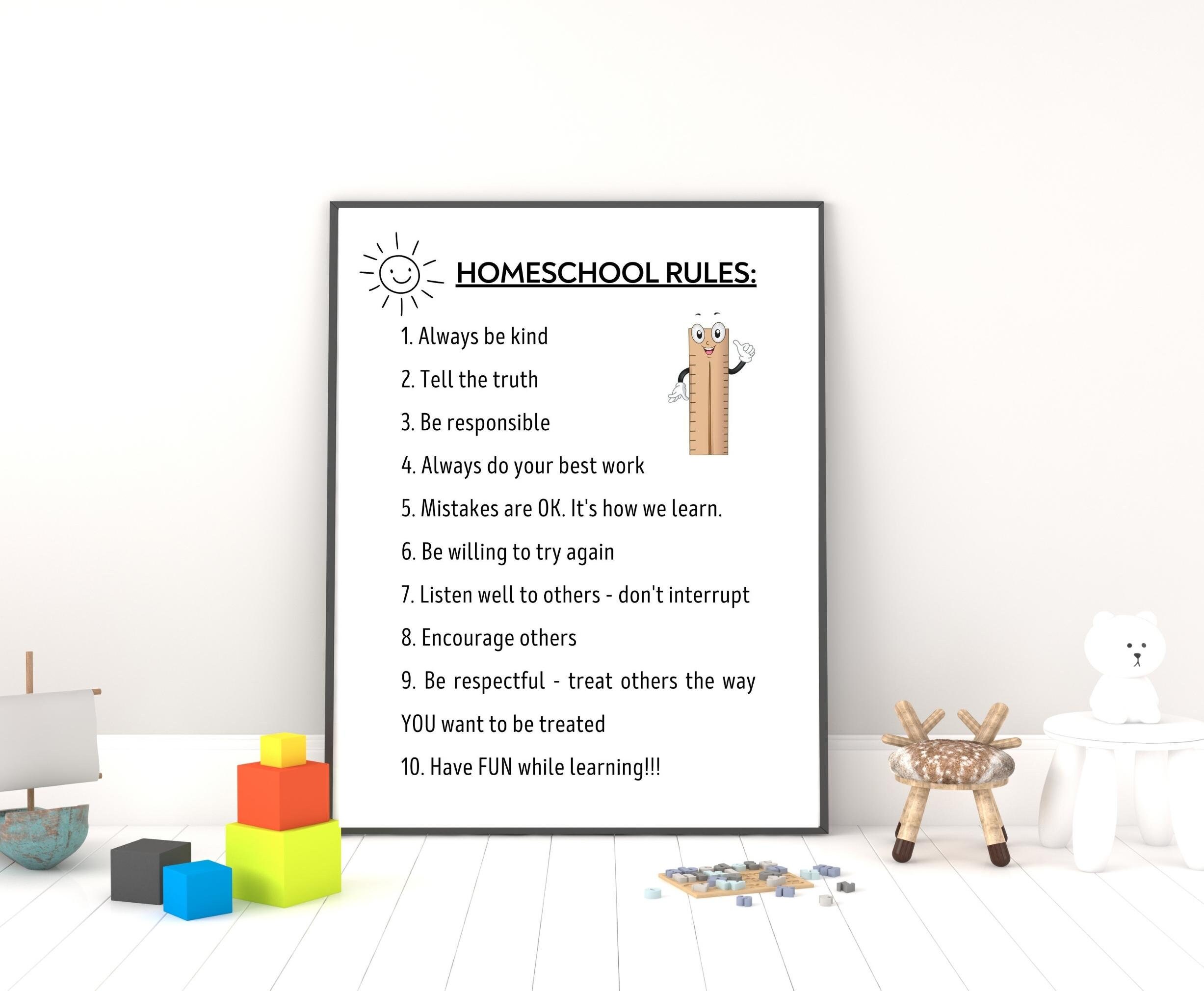 Homeschool Rules Printable, Homeschool Room Decor, Homeschool Wall Art ...