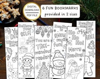 Christmas Color Your Own Bookmarks Set of 12 Instant - Etsy