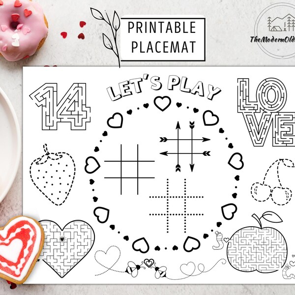 Valentines Activity Placemat - Etsy
