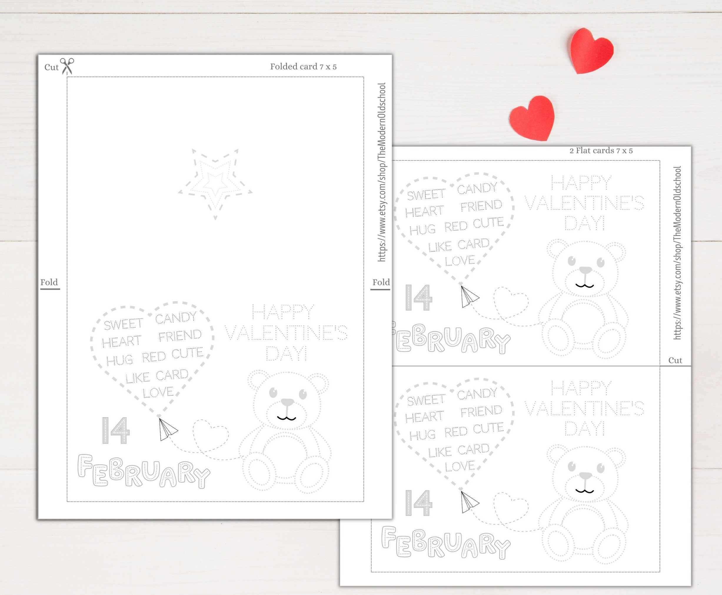 Printable Traceable Coloring Valentine Card for Kids, Happy Valentine's ...