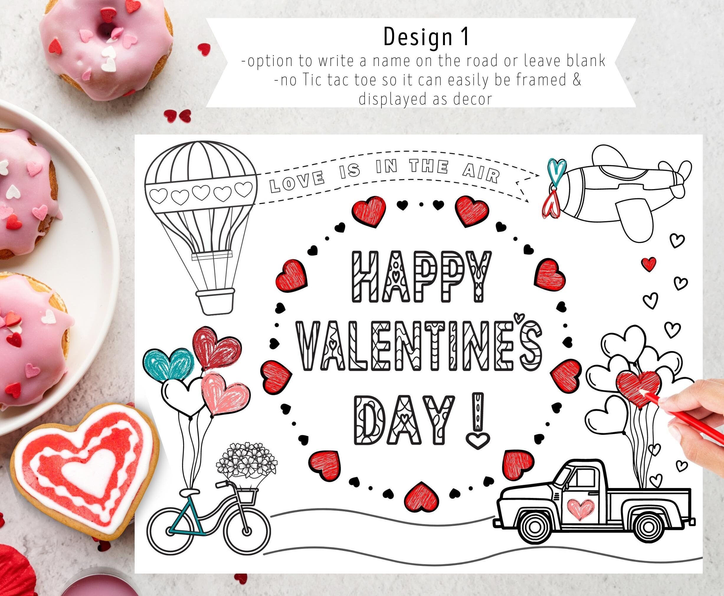 Valentine's Day Coloring Printables for Kids, 'love is in the Air ...