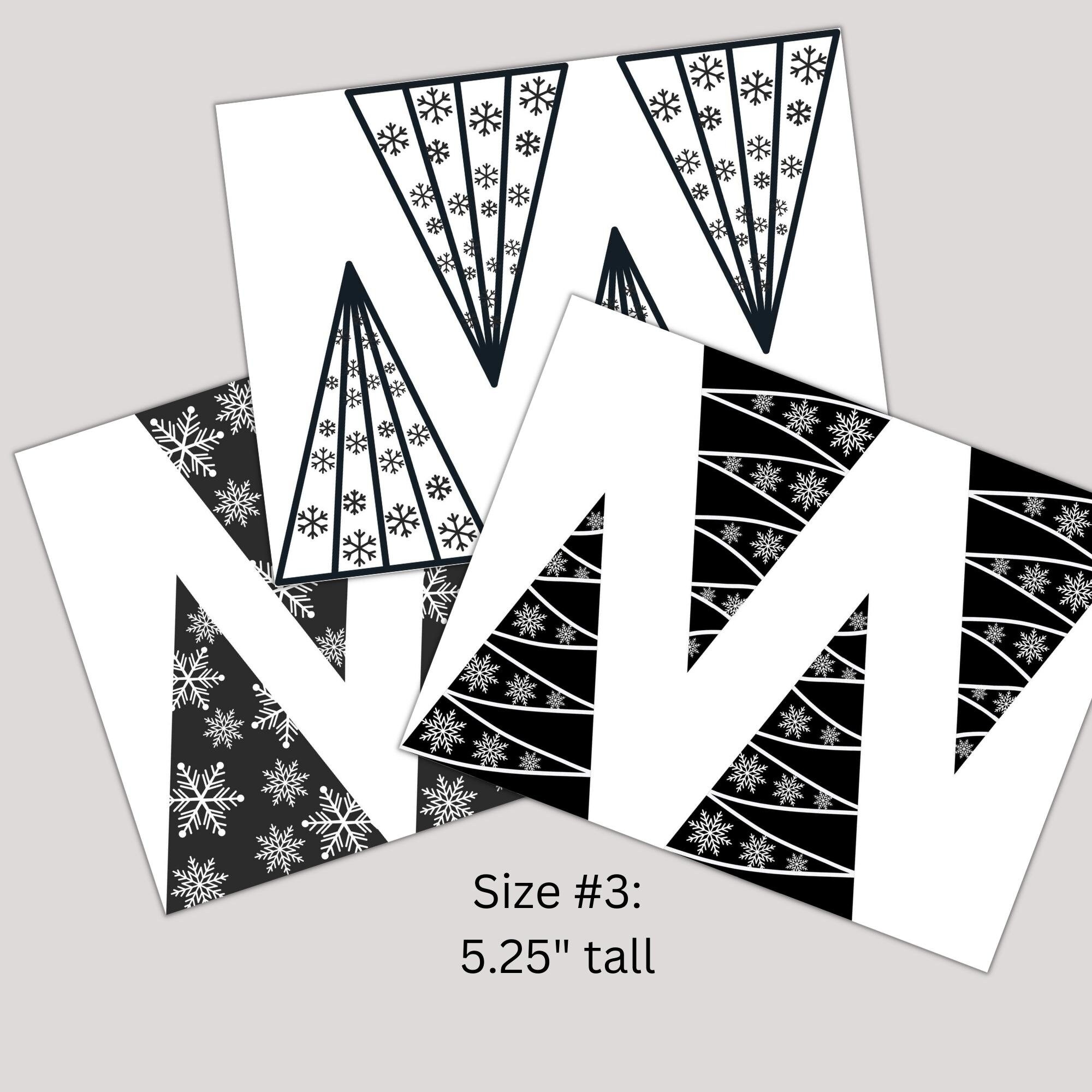 Printable Black and White Christmas Trees, 3D Christmas Tree Templates ...