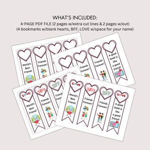 Heart Friendship Bookmarks Ready to Print PDF File, Valentines Day ...