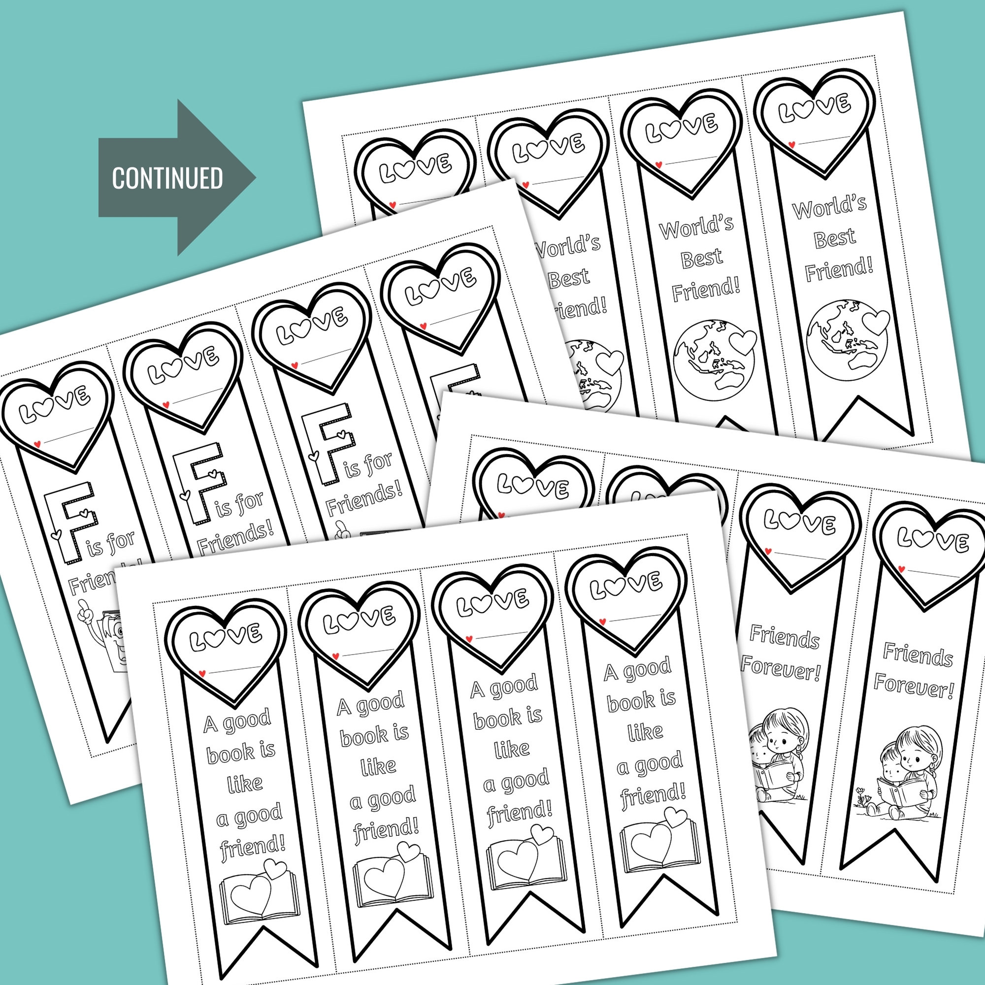 Printable Coloring Bookmarks for Friends, Friendship Gifts and ...