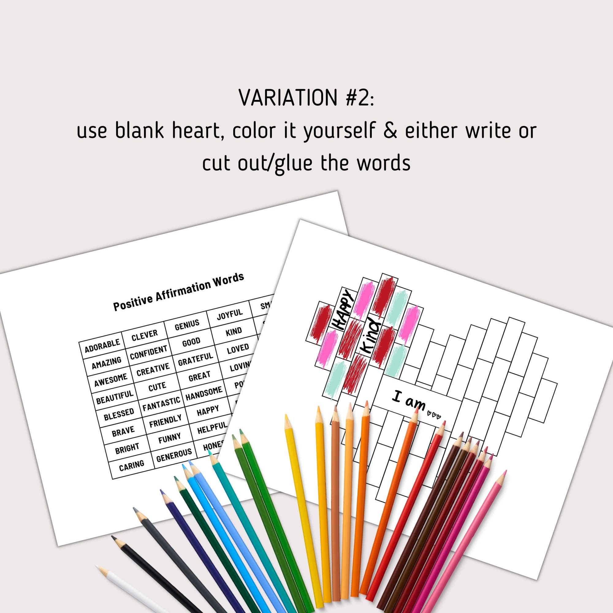 Heart-shaped Positive Affirmation Craft Activity for Kids, 'I Am ...