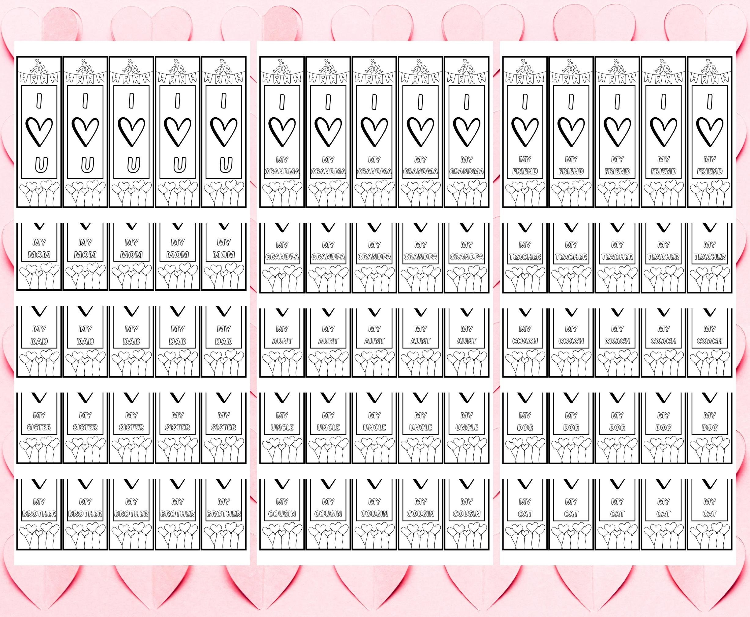 Printable Coloring Bookmarks I Love You Set, Valentine's Day Bookmarks ...