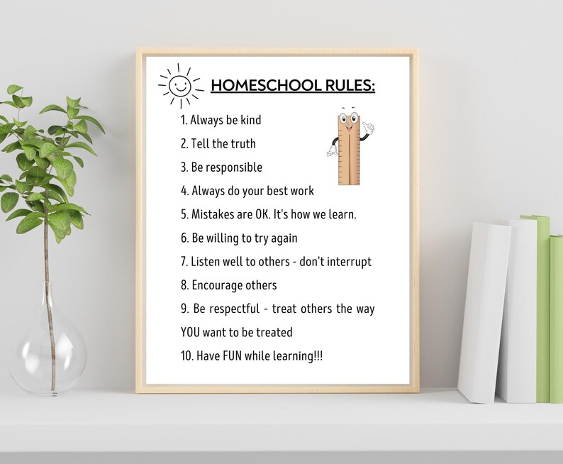Homeschool Rules Printable, Homeschool Room Decor, Homeschool Wall Art ...