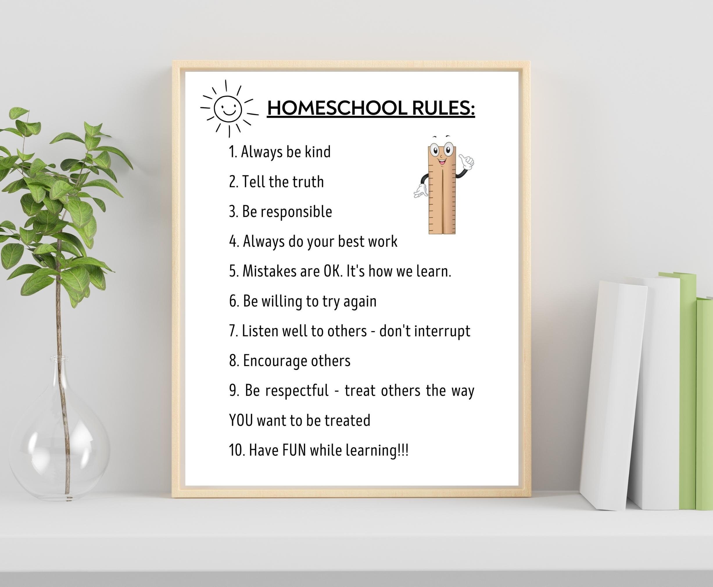 Homeschool Rules Printable, Homeschool Room Decor, Homeschool Wall Art ...