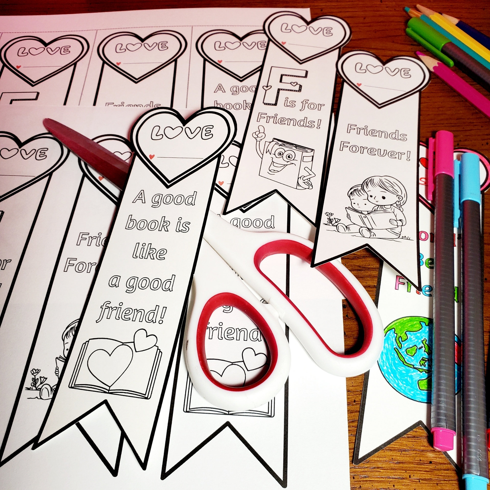 Printable Coloring Bookmarks for Friends, Friendship Gifts and ...