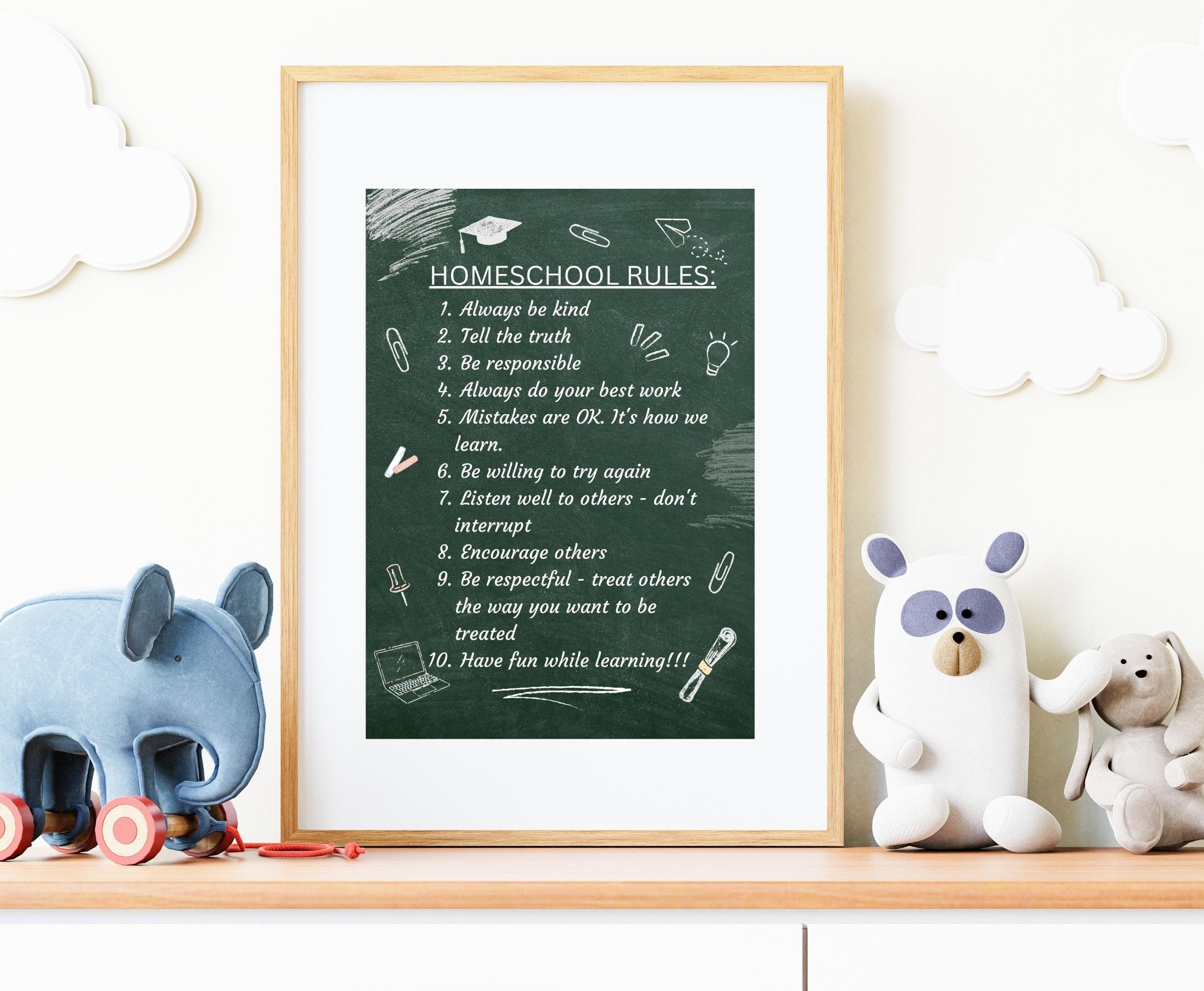 Homeschool Rules Printable, Homeschool Room Decor, Homeschool Wall Art ...