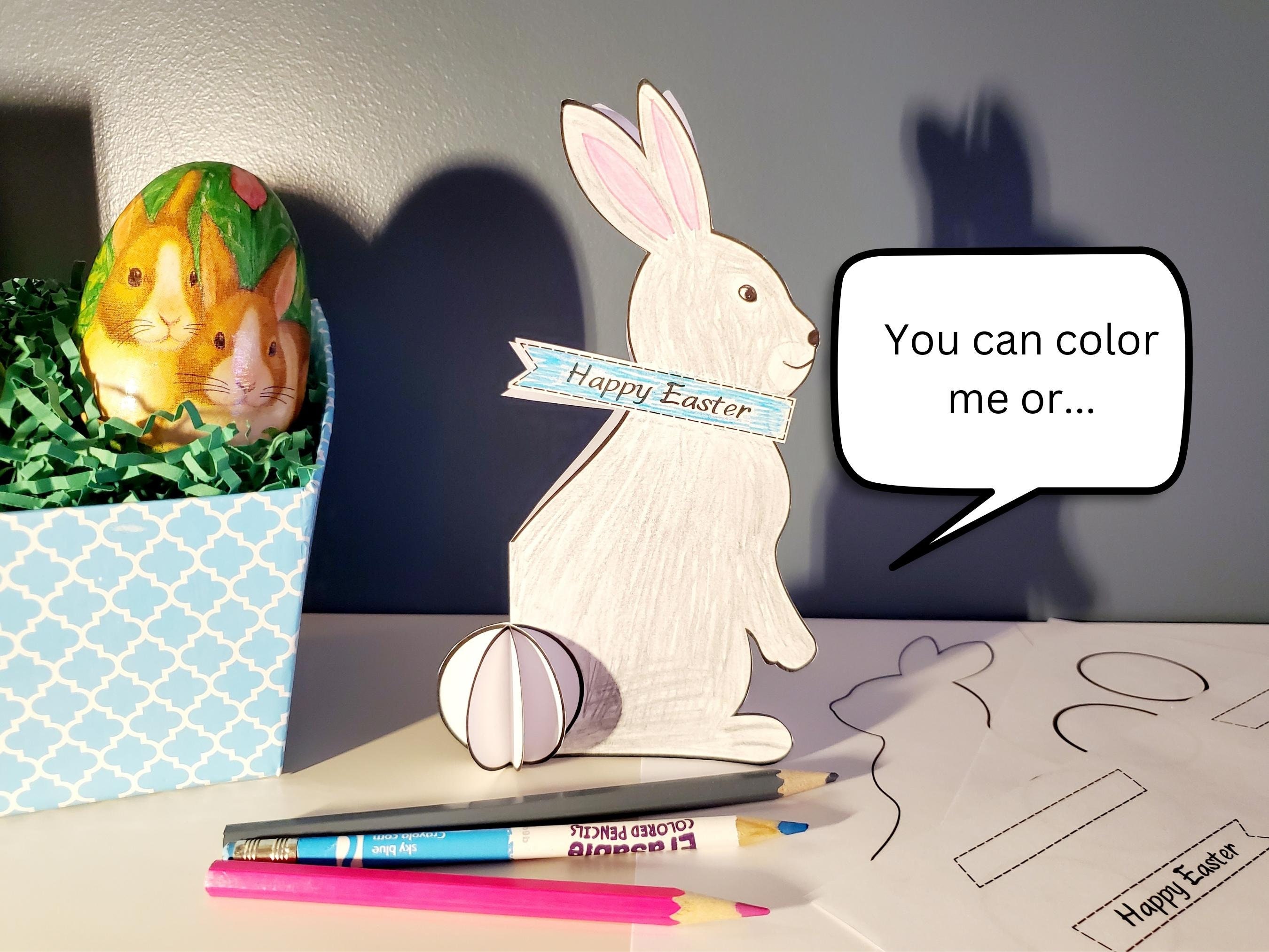 Printable DIY Easter Craft Bunny Card, Popup Easter Card Printable, 3D ...