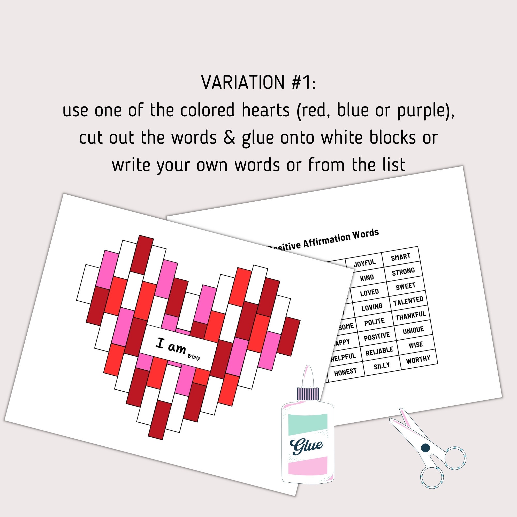 Heart-shaped Positive Affirmation Craft Activity for Kids, 'I Am ...