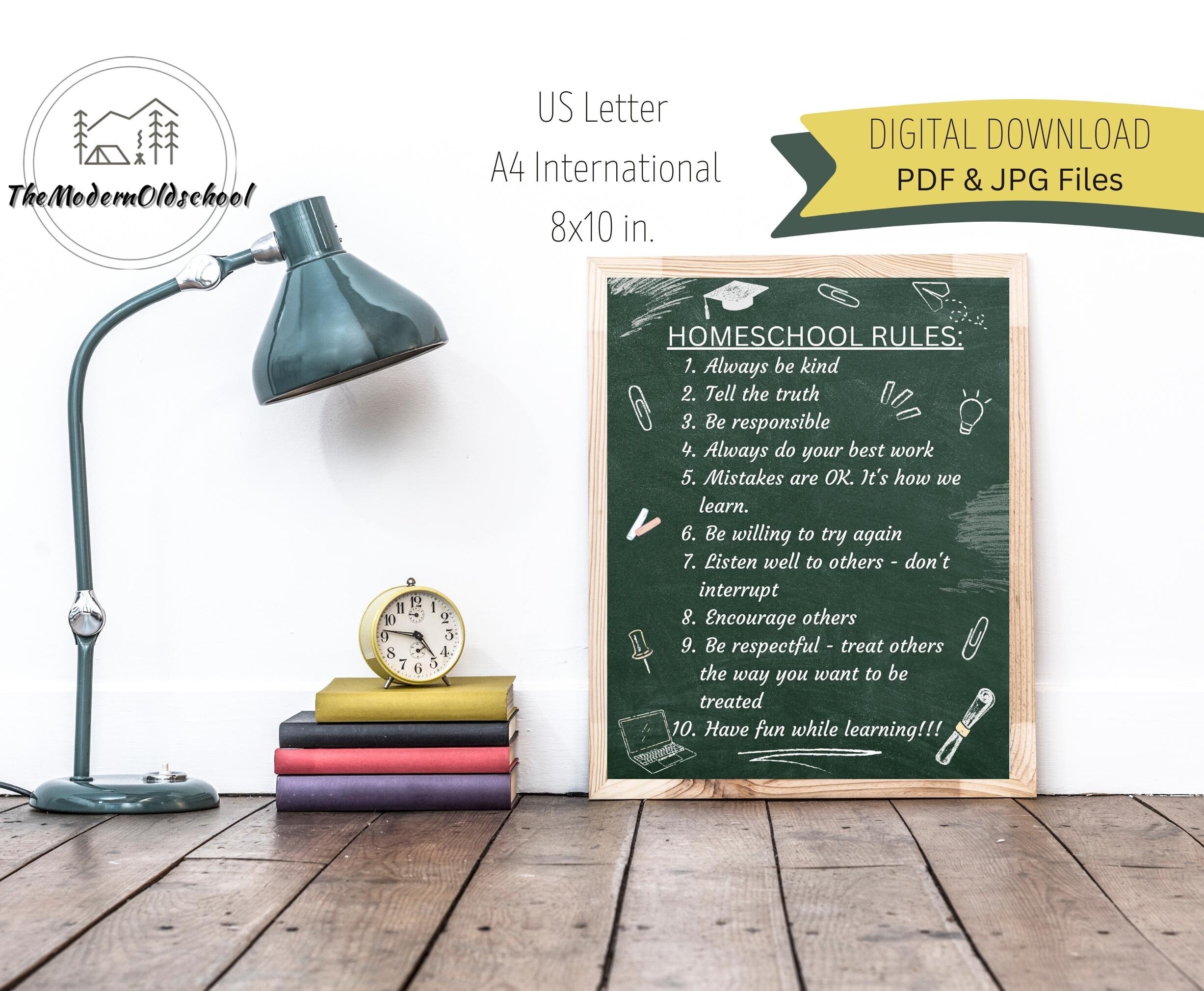 Homeschool Rules Printable, Homeschool Room Decor, Homeschool Wall Art ...