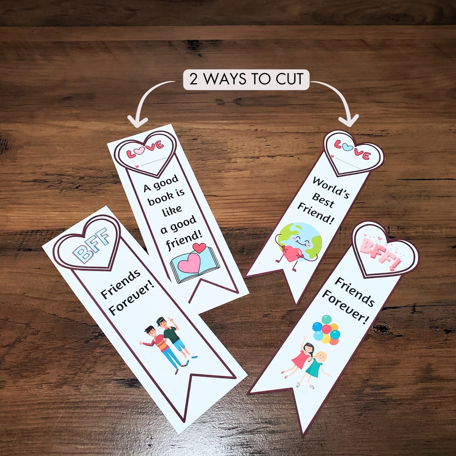 Heart Friendship Bookmarks Ready to Print PDF File, Valentines Day ...