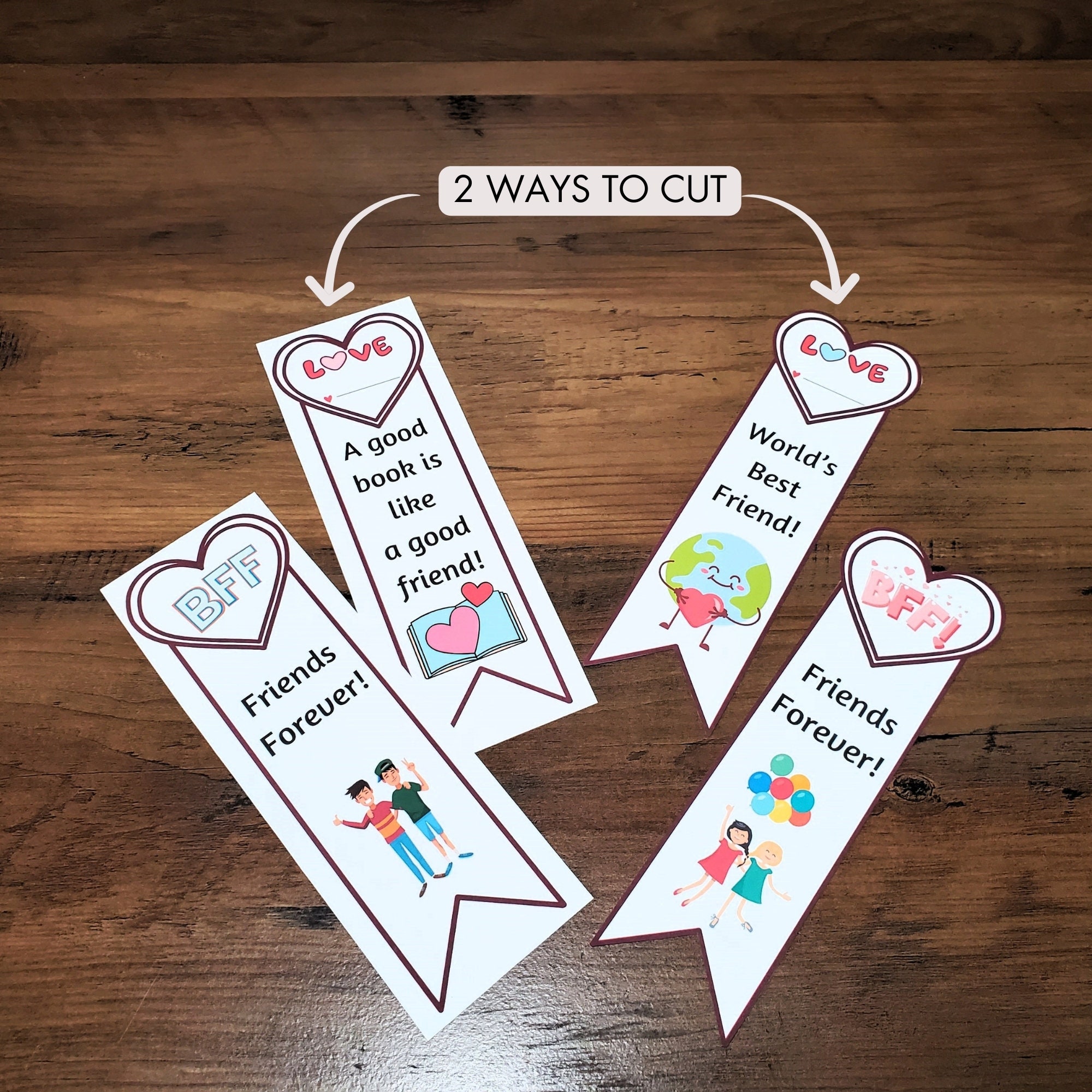 Heart Friendship Bookmarks Ready to Print PDF File, Valentines Day ...