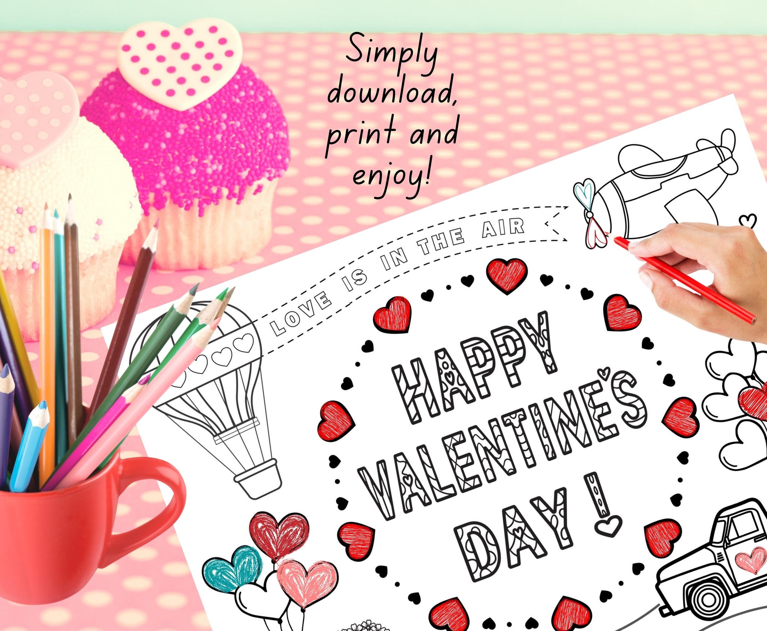 Valentine's Day Coloring Printables for Kids, 'love is in the Air ...