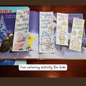 Printable Set of Christmas Bookmarks, Coloring Classroom Activity for ...