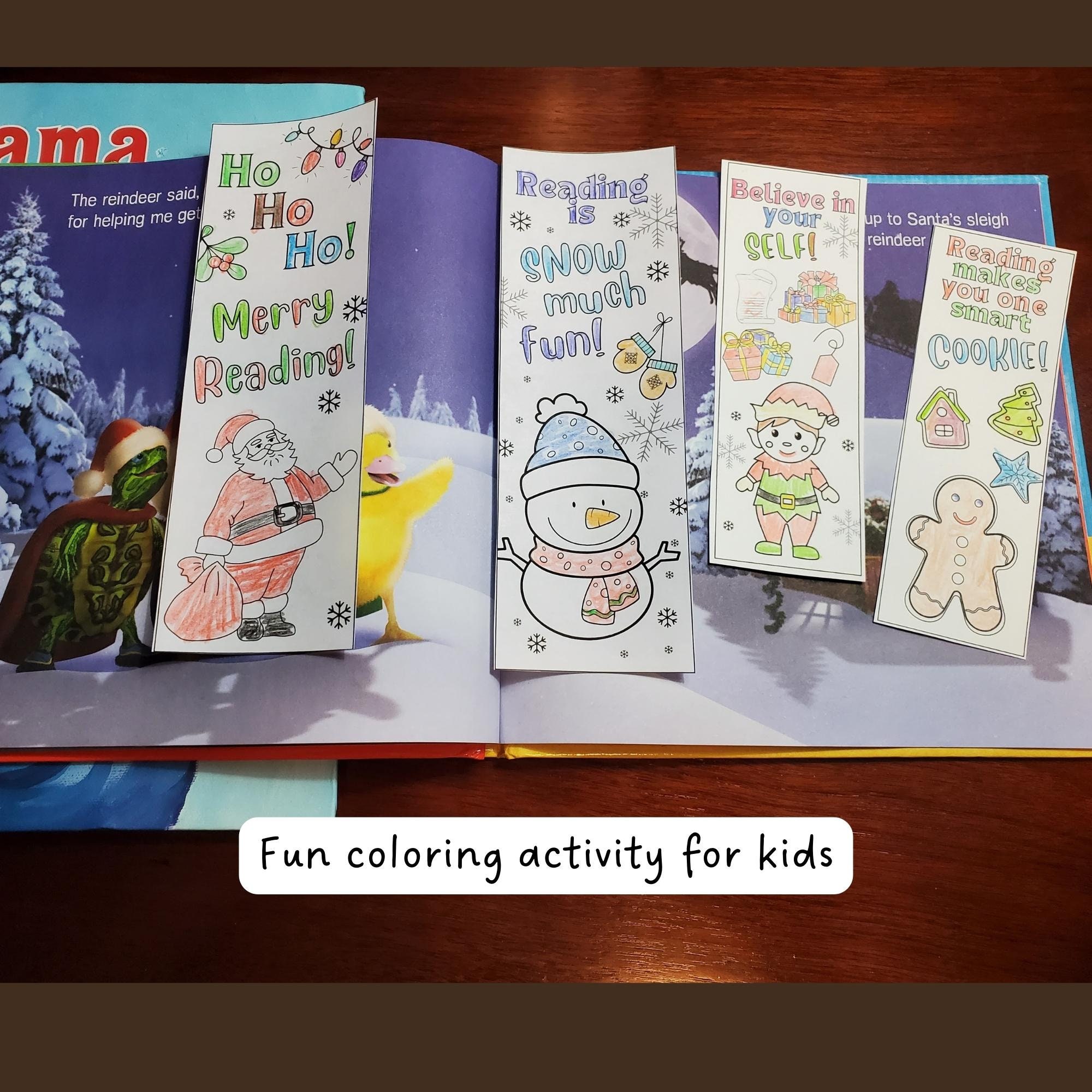 Printable Set of Christmas Bookmarks, Coloring Classroom Activity for ...