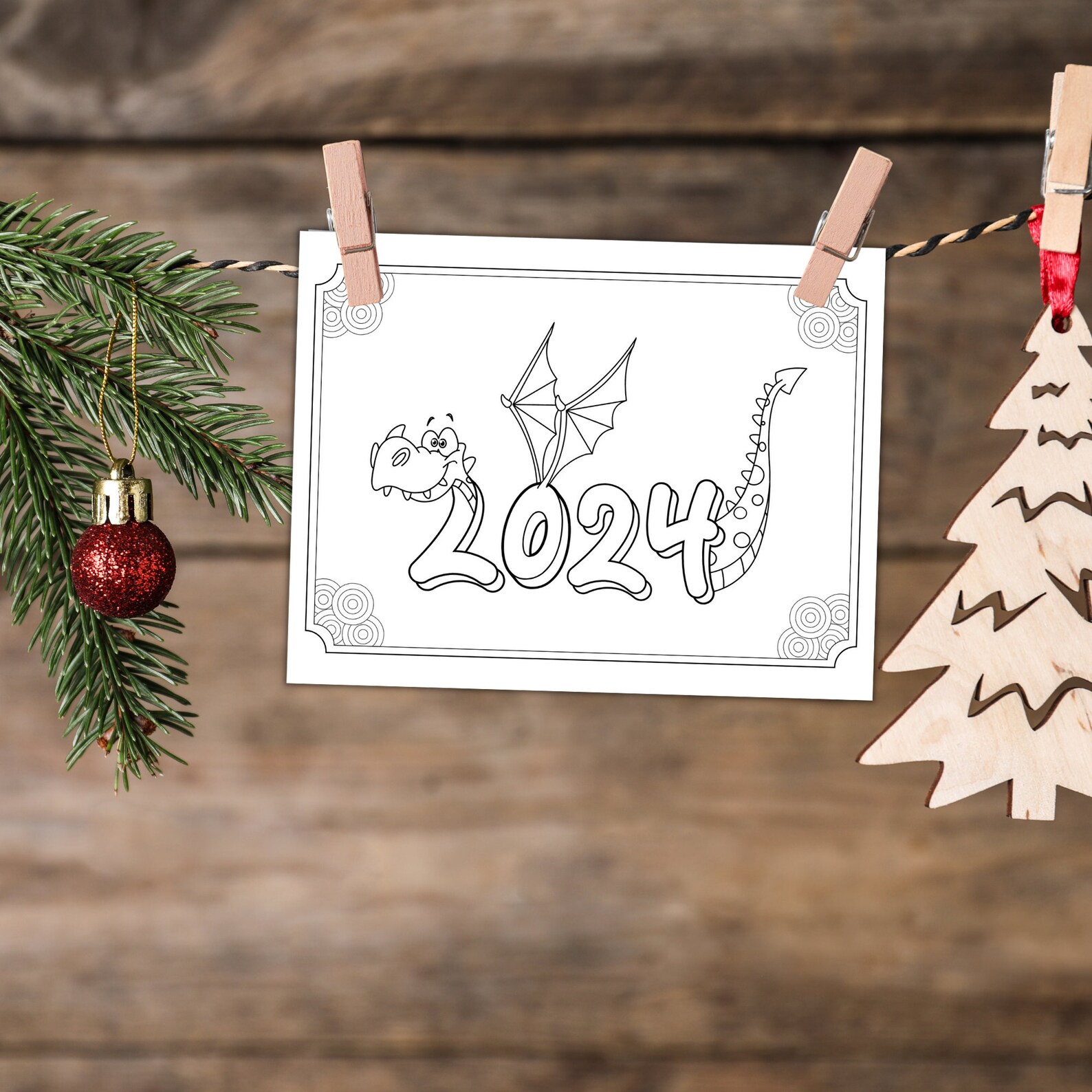 Cute Year of the Dragon Printable Coloring Set, 2024 New Year Coloring ...