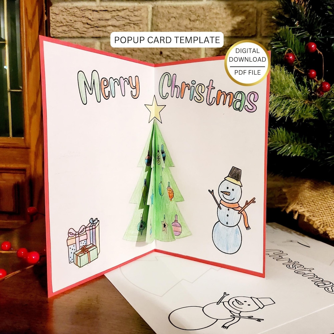 Popup Christmas Card, Christmas Activity for Kids, Coloring Card for ...