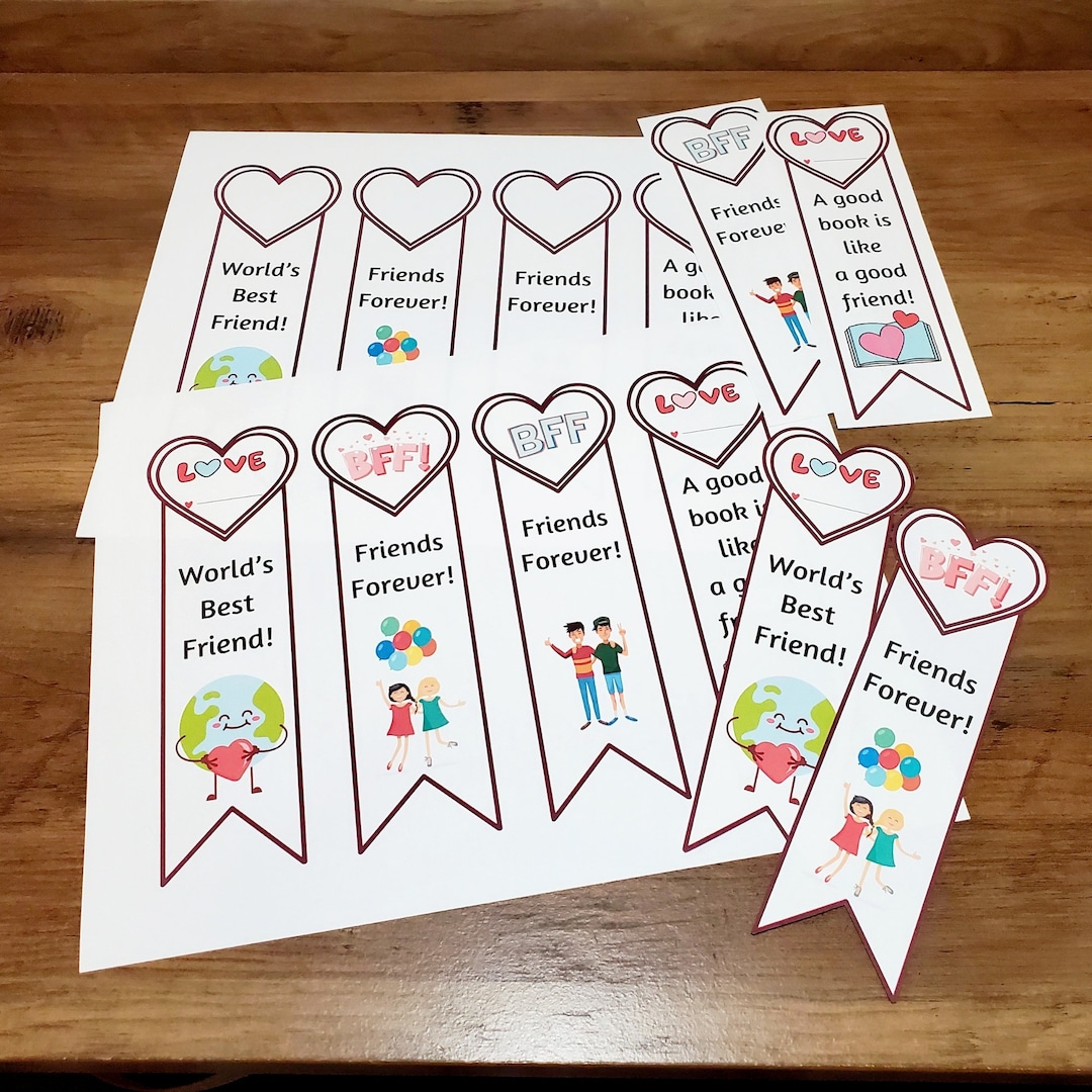 Heart Friendship Bookmarks Ready to Print PDF File, Valentines Day ...