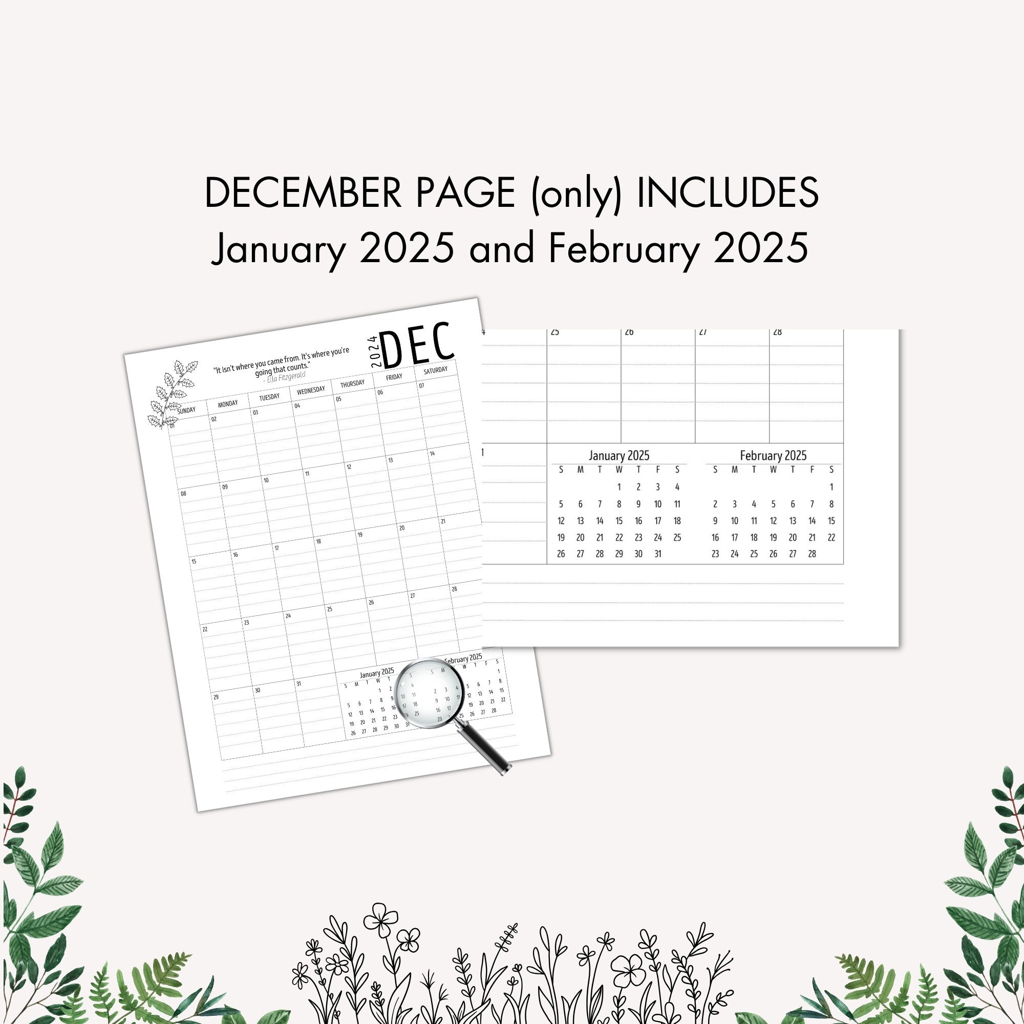 2024 Floral Inspirational Calendar Printable, Year at a Glance and ...