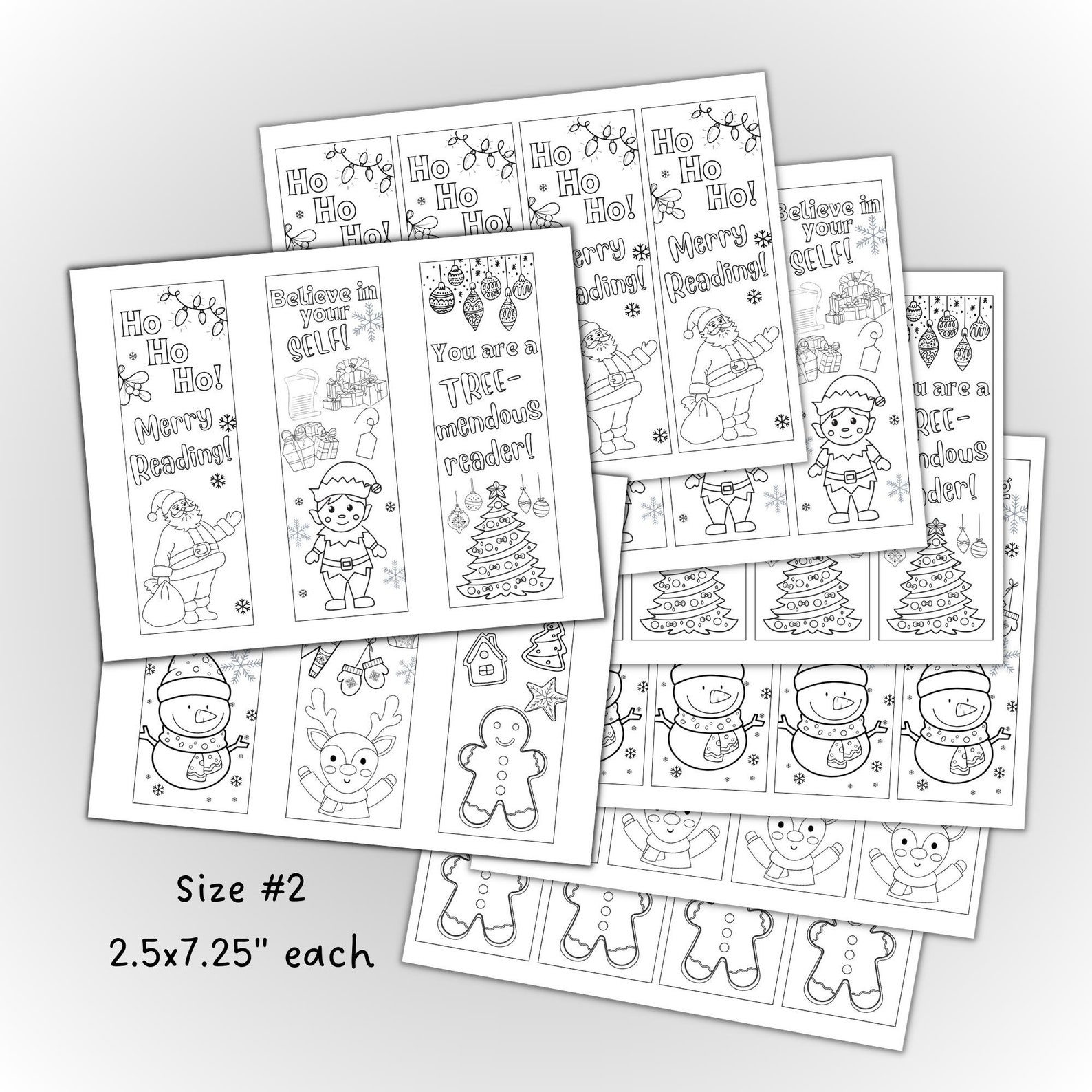 Printable Set of Christmas Bookmarks, Coloring Classroom Activity for ...