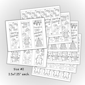 Printable Set of Christmas Bookmarks, Coloring Classroom Activity for ...