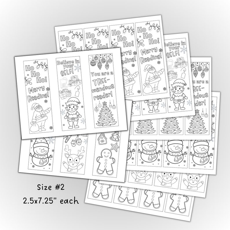 Printable Set of Christmas Bookmarks, Coloring Classroom Activity for ...