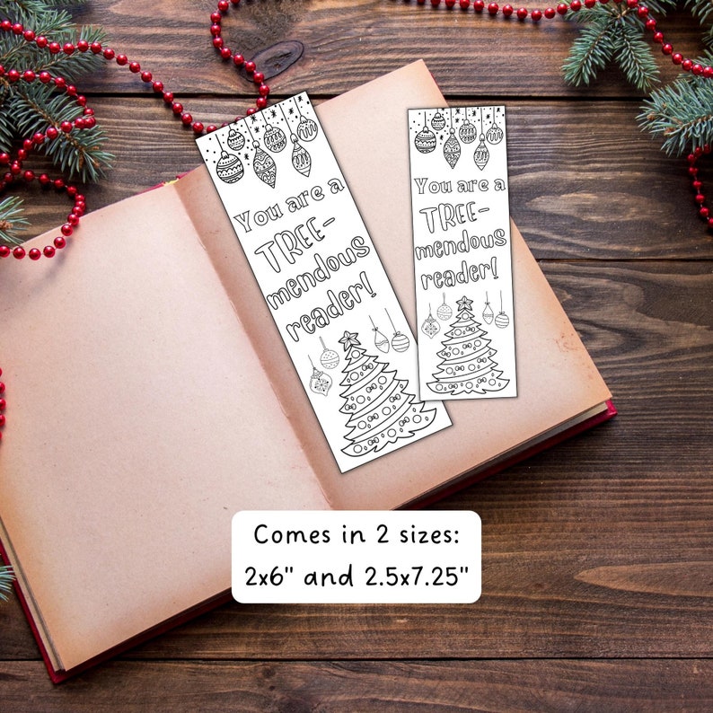 Printable Set of Christmas Bookmarks, Coloring Classroom Activity for ...
