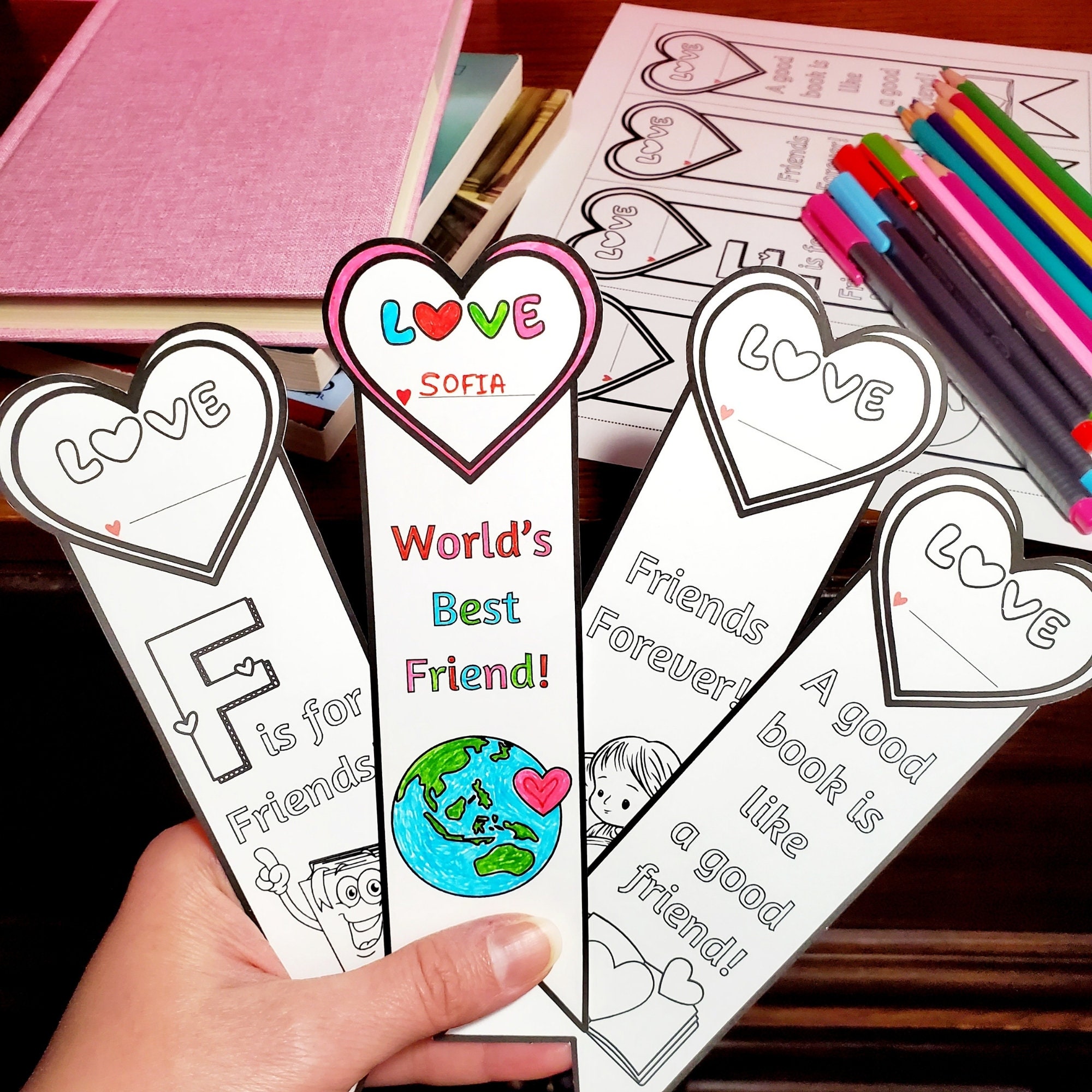 Printable Coloring Bookmarks for Friends, Friendship Gifts and ...