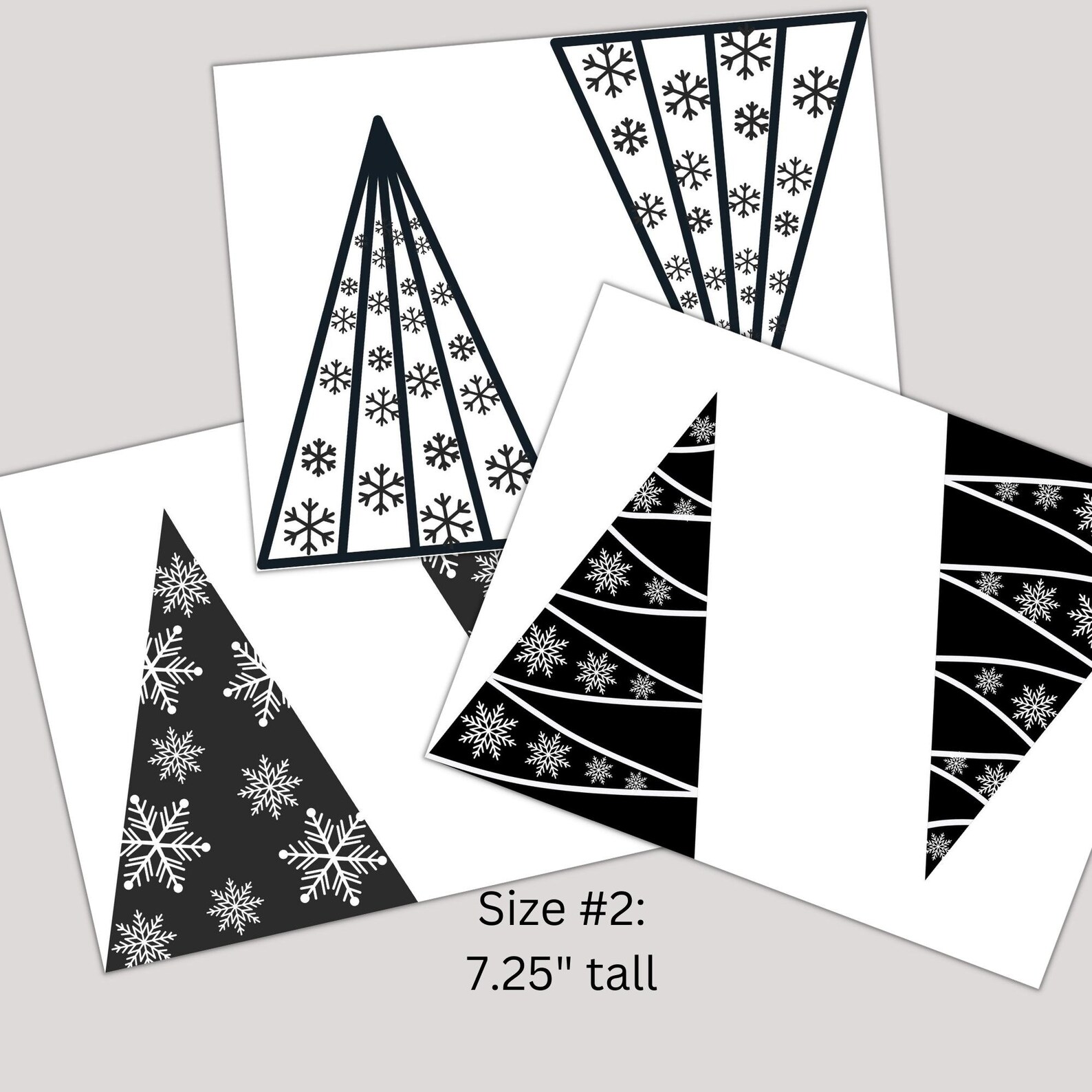 Printable Black and White Christmas Trees, 3D Christmas Tree Templates ...