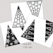 Printable Black and White Christmas Trees, 3D Christmas Tree Templates ...